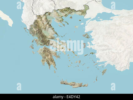 Greece, Relief Map With Border and Mask Stock Photo - Alamy