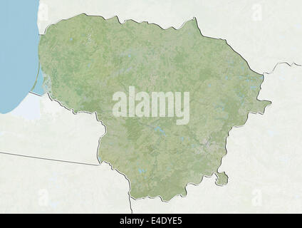 Lithuania, Relief Map With Border and Mask Stock Photo - Alamy