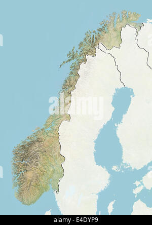 Norway, Relief Map With Border and Mask Stock Photo - Alamy