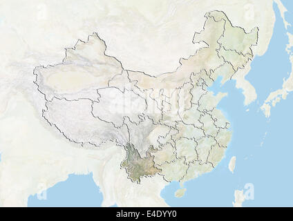 Province of Yunnan, China, Relief Map Stock Photo - Alamy