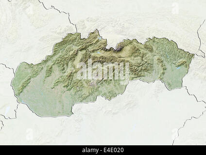 Slovakia, Relief Map with Border Stock Photo - Alamy