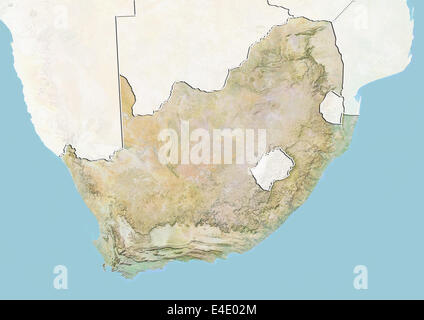 South Africa, Relief Map with Border Stock Photo - Alamy