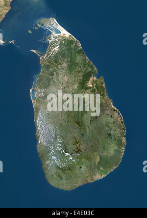 Satellite view of Sri Lanka. This image was compiled from data acquired ...