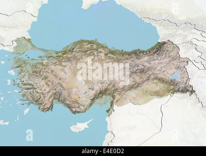 Turkey, Relief Map with Border Stock Photo - Alamy