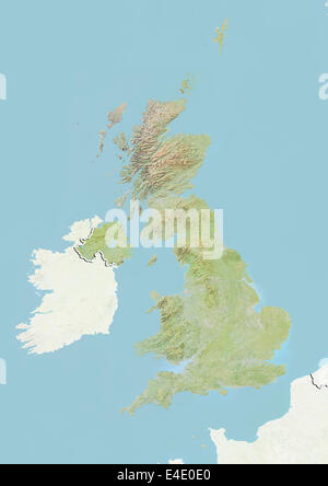 British Isles, Relief Map with Border Stock Photo - Alamy