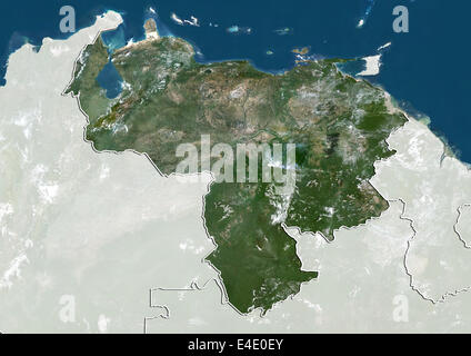 Venezuela, True Colour Satellite Image With Border Stock Photo - Alamy