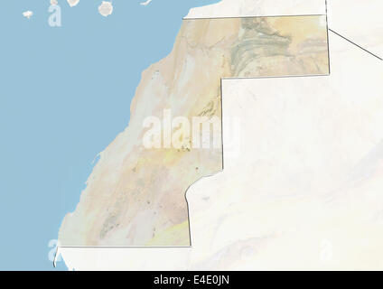 Western Sahara, Relief Map with Border and Mask Stock Photo - Alamy