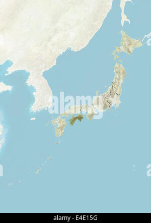 Region of Shikoku, Japan, Relief Map Stock Photo - Alamy
