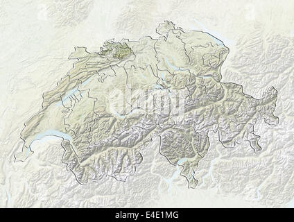 Switzerland and the Canton of Basel Country, Satellite Image With Bump ...