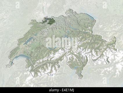 Switzerland and the Canton of Basel Country, Satellite Image With Bump ...