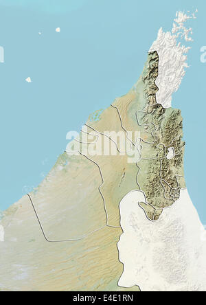 The Emirate of Dubai and Northern UAE, Relief Map Stock Photo - Alamy