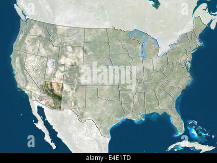 A satellite view of the desert and the Colorado River near Yuma ...