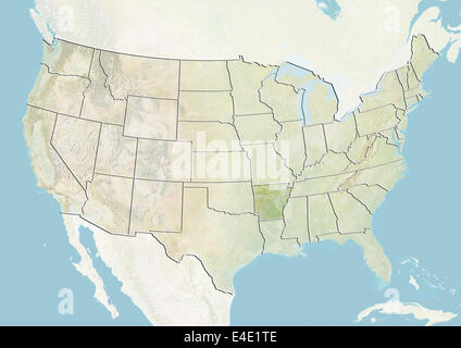 Arkansas, shaded relief map Stock Photo: 29566790 - Alamy