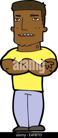 cartoon tough guy with folded arms with thought bubble Stock Vector ...