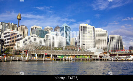 Apartment and office blocks overlook Darling Harbour, a harbour and ...