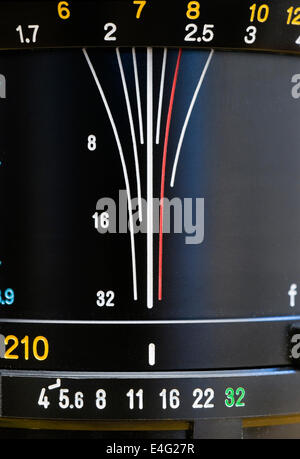 Closeup of a distance scale of a camera Stock Photo - Alamy