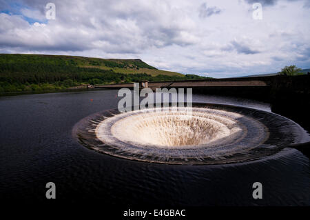'Bellmouth' or overflow in reservoir, Ladybower Reservoir, Peak ...