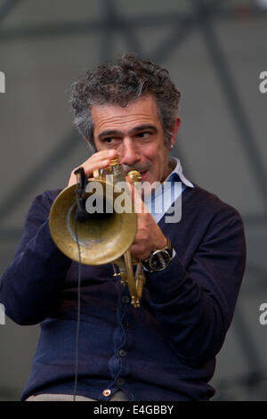 Italian trumpet player Paolo Fresu performing at Torino Jazz Festival ...