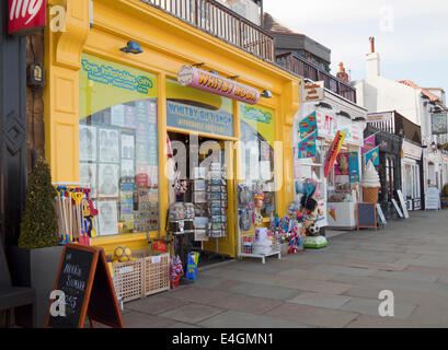 Whitby gift shop selling Whitby rock, north Yorkshire, England Stock ...