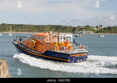RNLI Tamar Class lifeboat John Buchanan Barr berthed in the harbour at ...