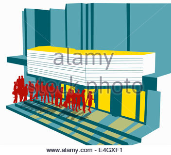 People waiting outside a movie theater, Booth Theater, New York City ...