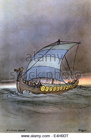 transport / transportation, navigation, Vikings, Viking ship, 9th Stock ...
