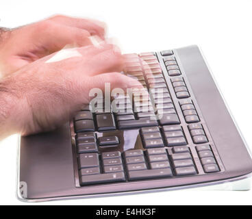 Hand male press keyboard computer on selective focus background Stock ...