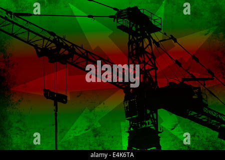 Crane,construction tower, illustration with vivid colors Stock Photo ...