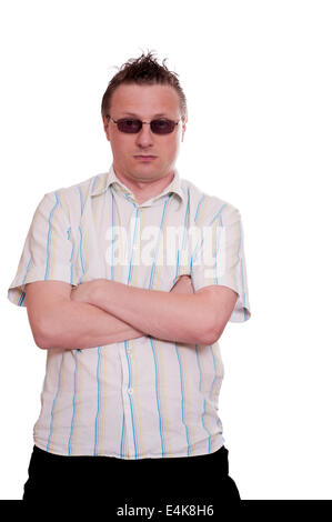 Offended man looking angry at you, cross arms on chest and stare mad ...