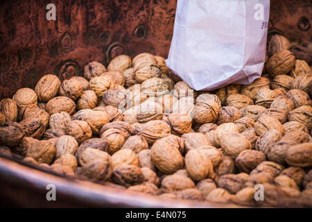 sack with walnuts in a medieval fair, Spain Stock Photo - Alamy