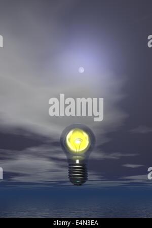 Light bulb by night with moon Stock Photo - Alamy