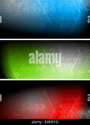 Set of abstract tech banners Stock Photo - Alamy