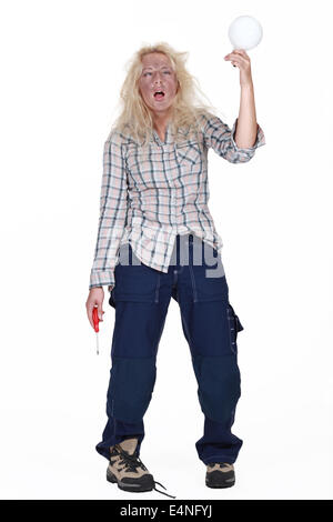 Woman getting an electric shock Stock Photo - Alamy