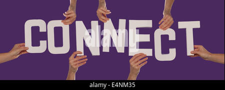 White alphabet lettering spelling CONNECT Stock Photo - Alamy