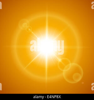 Glaring sun with lens flare over green background Stock Photo - Alamy