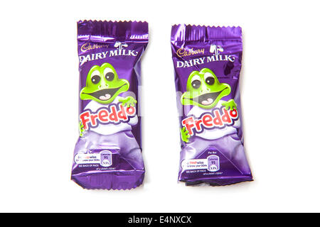Cadbury Dairy Milk Freddo bar of chocolate out of wrapper isolated on ...