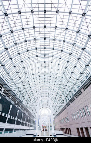 Glass roof of the Galleria exhibition hall at the Frankfurt Messe ...