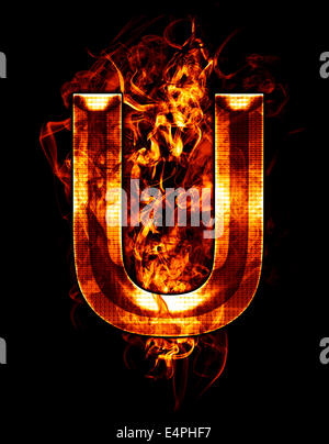 Letter U. Fire and smoke alphabet over black background Stock Photo - Alamy