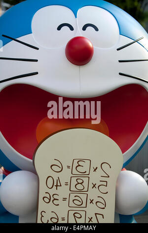 Doraemon cartoon character statue on display outside of Bandai ...