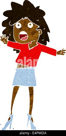 cartoon woman having trouble walking in heels with thought bubble Stock ...