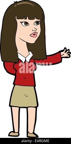 cartoon woman gesturing to show something with speech bubble Stock ...