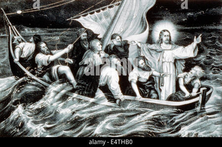 Illustration of Jesus Christ Stilling the Tempest (Mark IV.39) from the ...