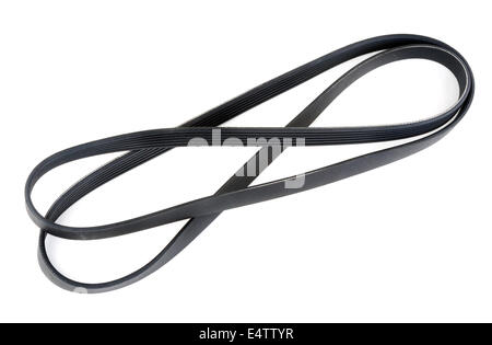 V-belt of the generator is isolated on a white background. Car engine ...
