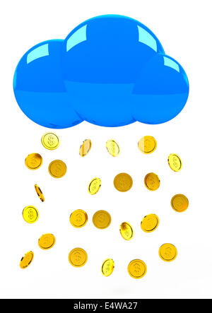 Money cloud. Coin rain. Gold Coins stacks falling from the cloud ...