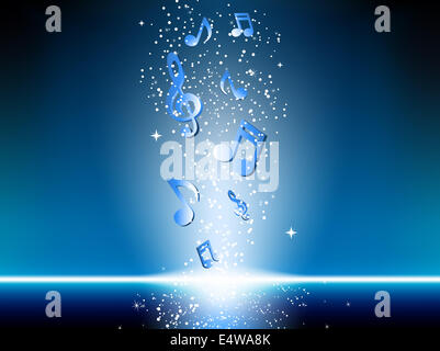 Blue background with music notes and stars. Editable Vector Image Stock ...