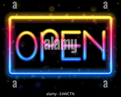 Open neon symbol. Light color bulbs. Abstract concept 3d illustration ...