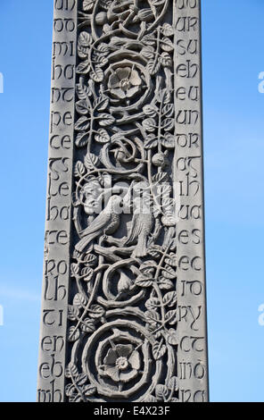 Detail of the Cross of Caedmon in the churchyard of St. Hilda's church ...