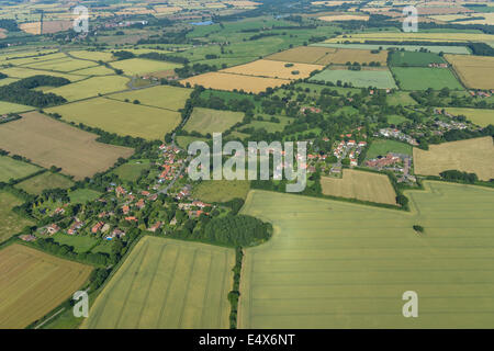 An aerial view of the North Norfolk village of Little Barningham and ...