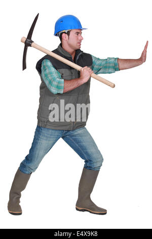 Miner with pick-ax Stock Photo - Alamy