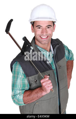 Man holding a caliper Stock Photo - Alamy